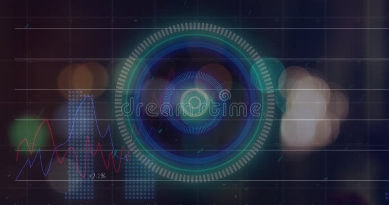 Image of Blurred Traffic Lights Over Processing Circle and Dark Space ...