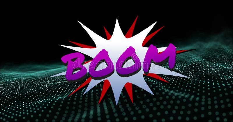 Image of Boom Text Over Green Dots on Black Background Stock ...