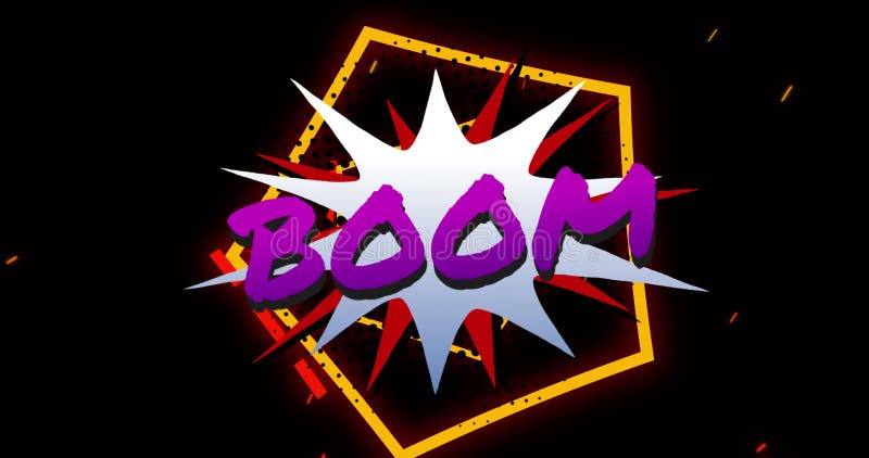 Image of Boom Text Over Orange Shapes on Black Background Stock ...