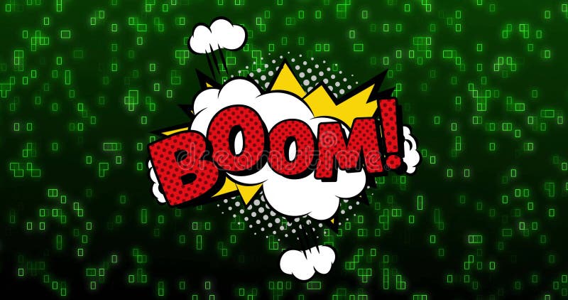 Image of Boom Text Over Retro Vibrant Pattern and Binary Coding ...