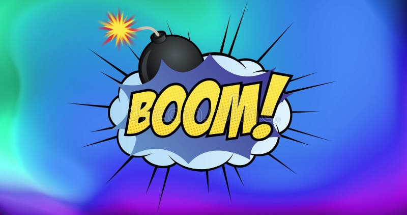 Image of Boom Text on Retro Speech Bubble and Patterned Background ...