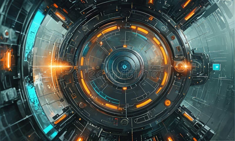 Futuristic Spaceship with Circular Design Stock Illustration ...