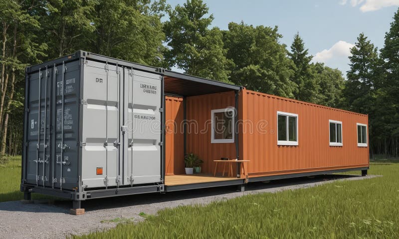 Large orange container stock illustration. Illustration of wooden ...