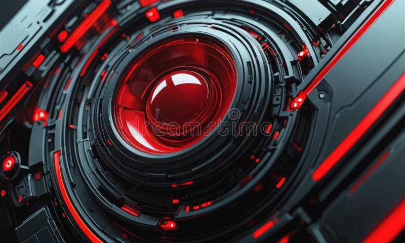 Red and Black Computer with Light Stock Illustration - Illustration of ...