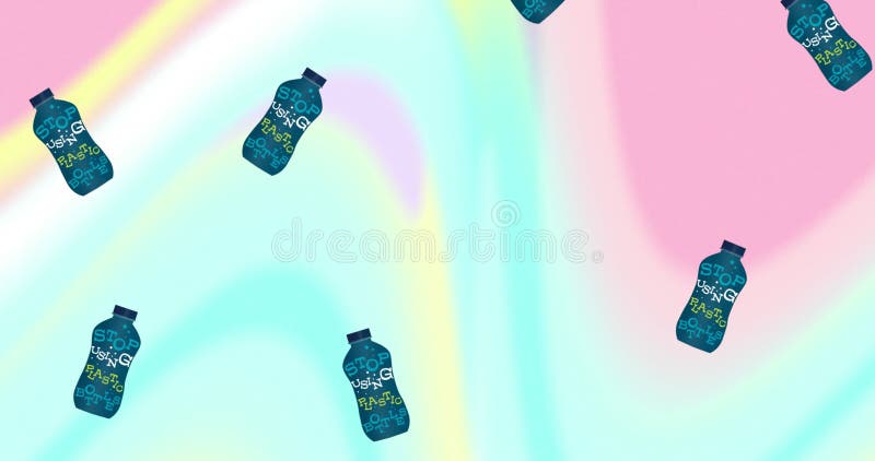 Image of Bottles with Text Stop Using Plastic Bottle on Colourful ...