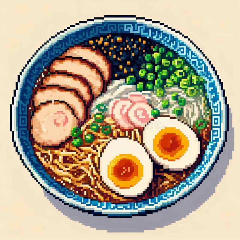 Image of a Bowl of Ramen Pixel Art Stock Illustration - Illustration of ...