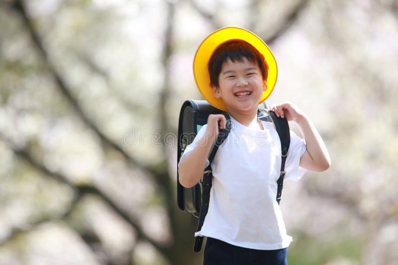Boy Carrying a School Bag on His Back Stock Image - Image of energetic ...