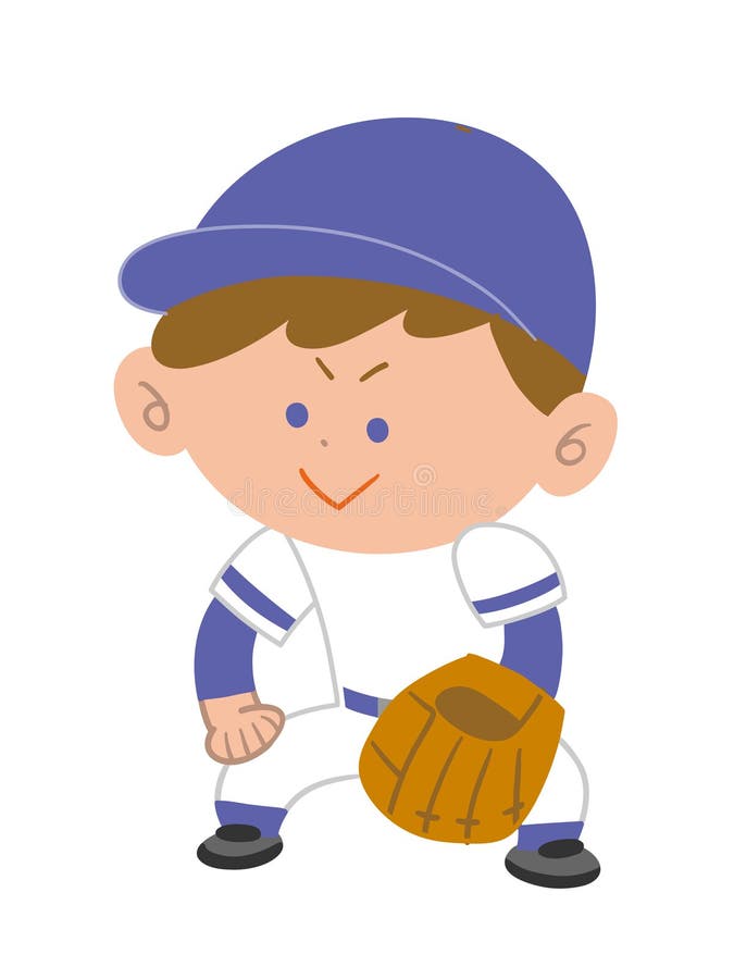 The Image of a Boy Playing Baseball Defense Stock Vector - Illustration ...