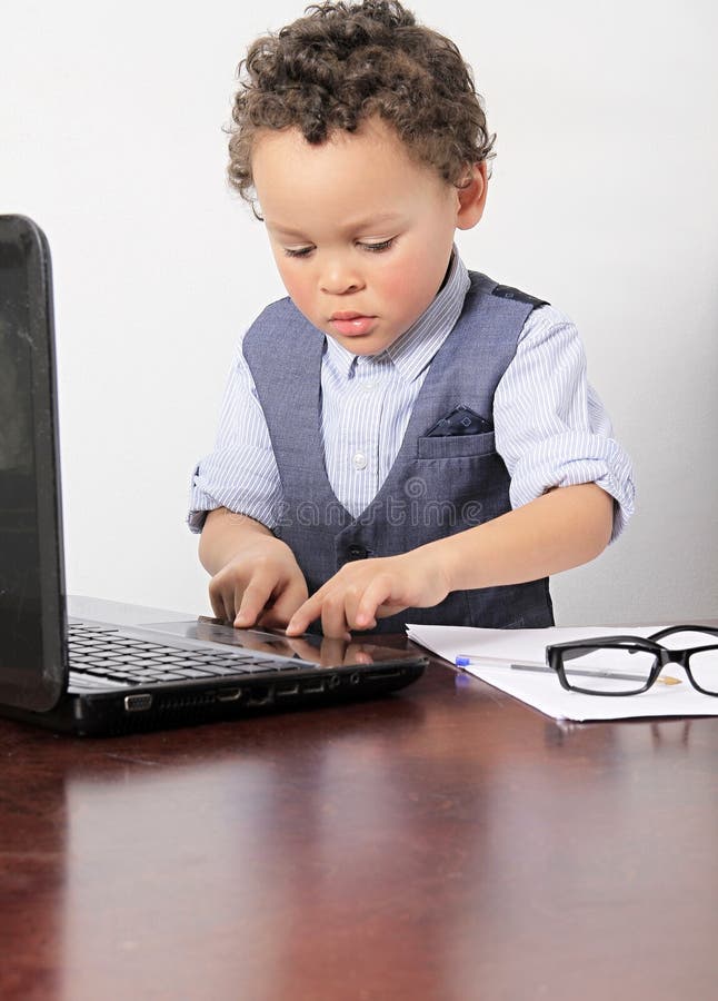 Boy typing on PC stock photo. Image of computer, activity - 119979786