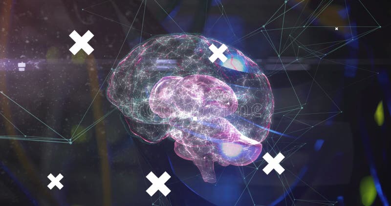 Image of Brain and Data Processing with Face Drawing Over Server Room ...