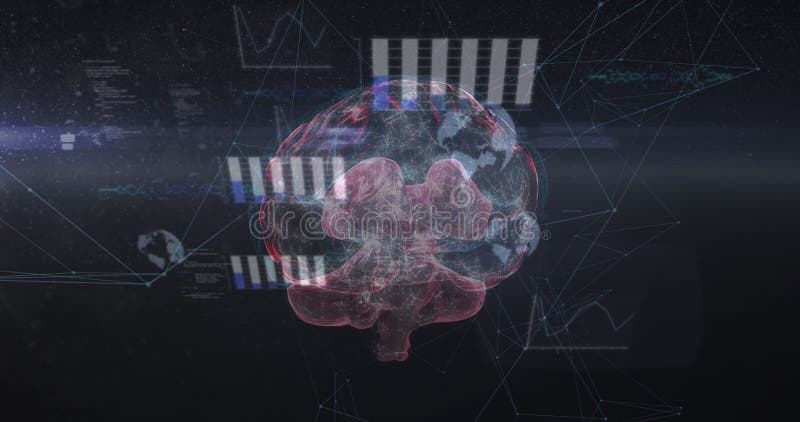 Image of Brain and Data Processing Over Digital Screen Stock Image ...