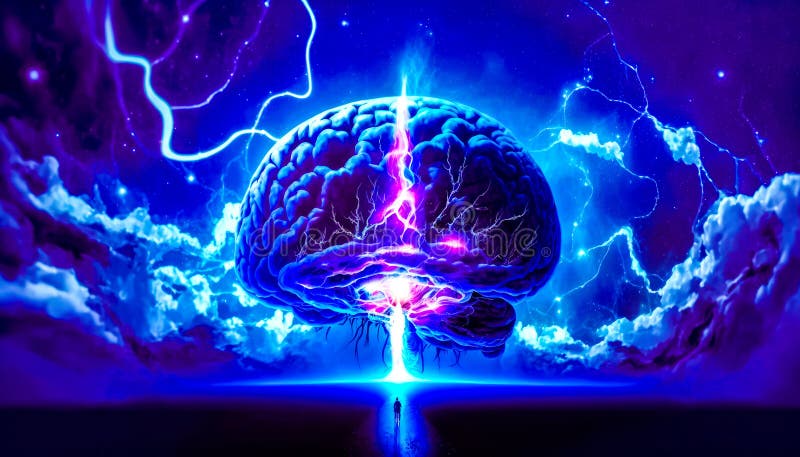An Image of Brain with Lightning Coming Out of it. Generative AI Stock ...