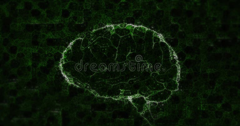 Image of Brain Rotating Over Black Background with Math Formulas Stock ...