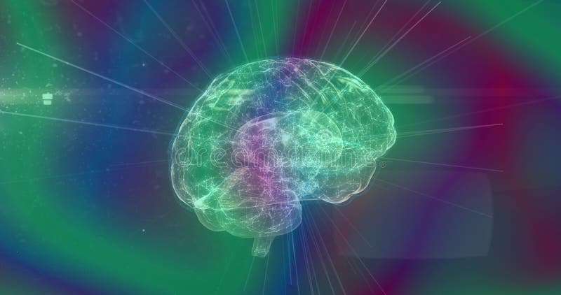 Image of Brain and Shapes on Colourful Background Stock Illustration ...