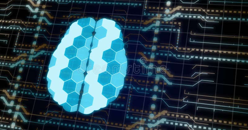 Image of Brain and Spots Over Network of Connections Stock Image ...
