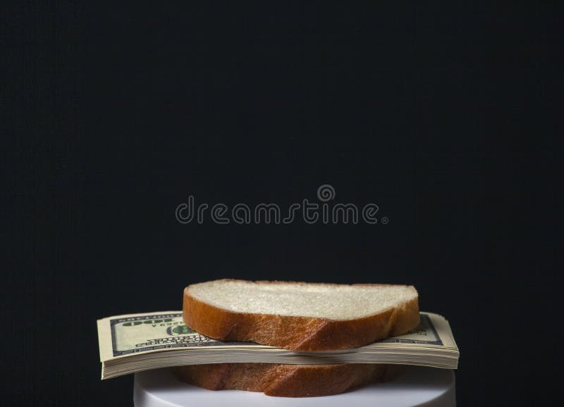 Butter and Money on a Slice of Bread Stock Photo - Image of expenditure ...