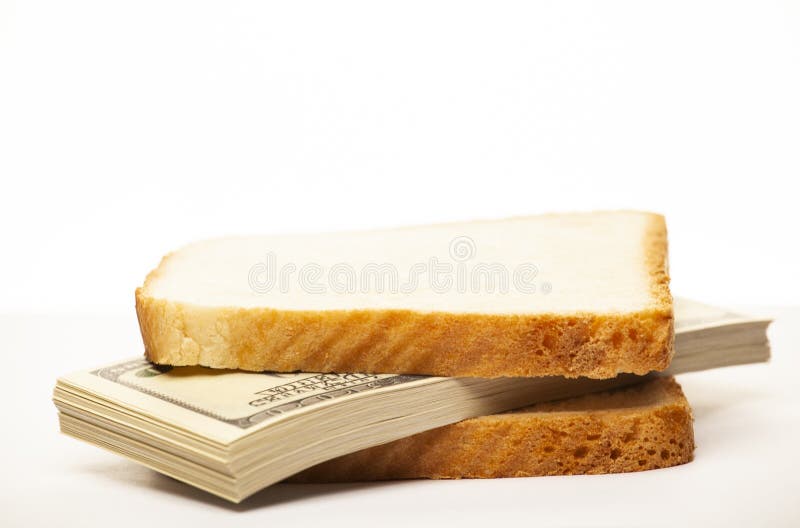 Butter And Money On A Slice Of Bread Stock Photo - Image of expenditure ...
