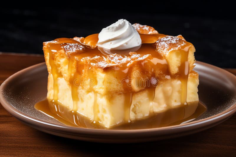 Bread Pudding Square Tasty Dessert Background Stock Illustration ...