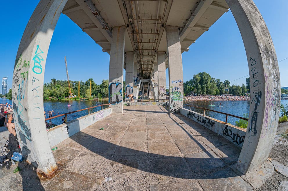 Image of a Bridge Under Maintenance, Showcasing Urban Graffiti and ...