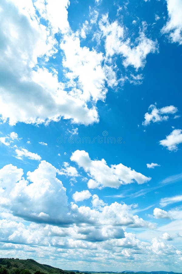 Bright Blue Sky with Clouds Stock Illustration - Illustration of ...