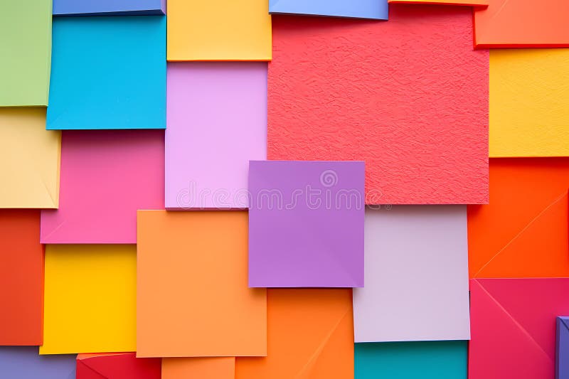Image of a Bright Colored Paper, a Group of Colorful Squares Stock ...