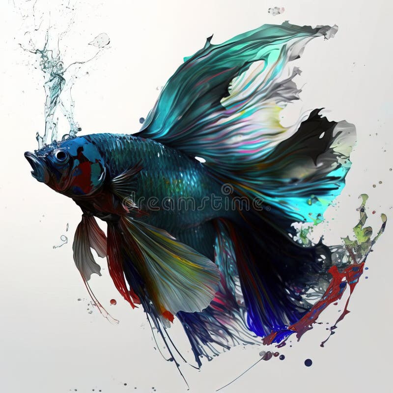 Image of Brightly Colored Betta Fish with Long Beautiful Tails. Pet ...