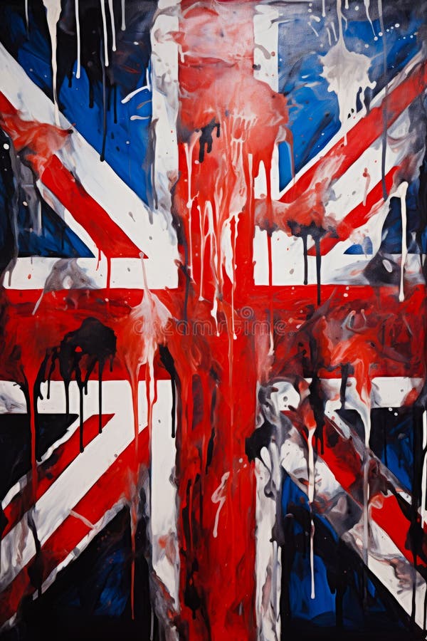 Image of British Flag with Dripping Paint on it. Generative AI Stock ...