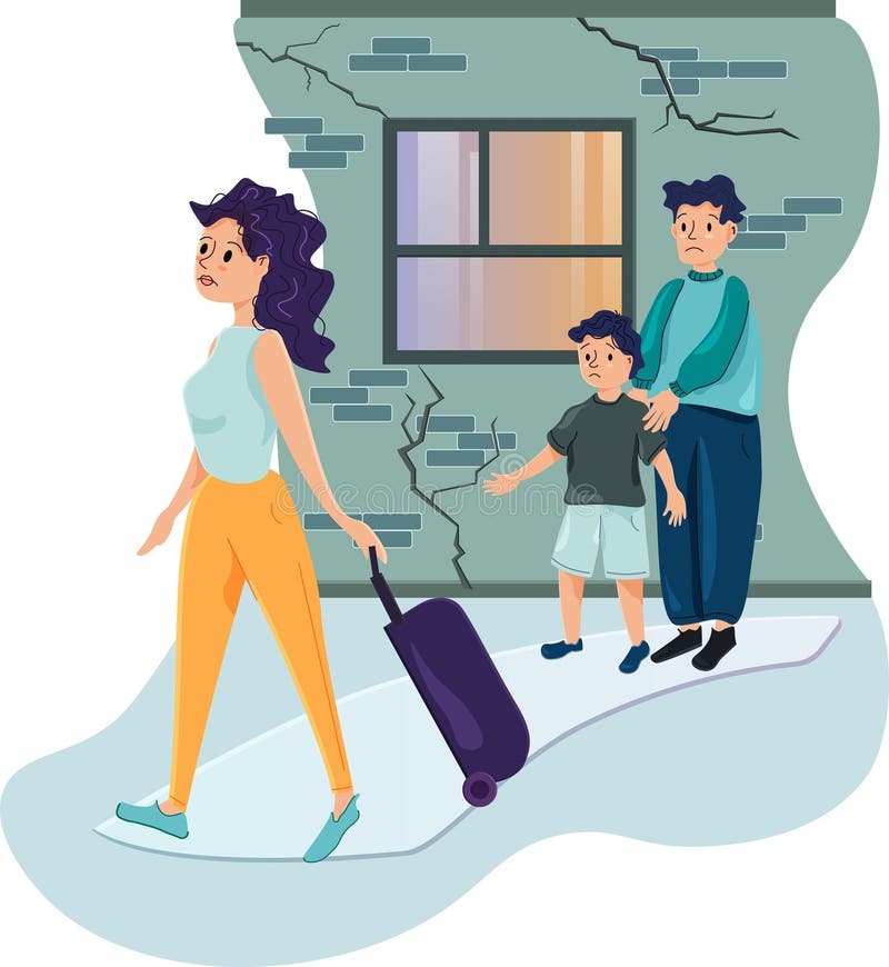 Broken Family Concept, Kids Missing Father Stock Illustration ...