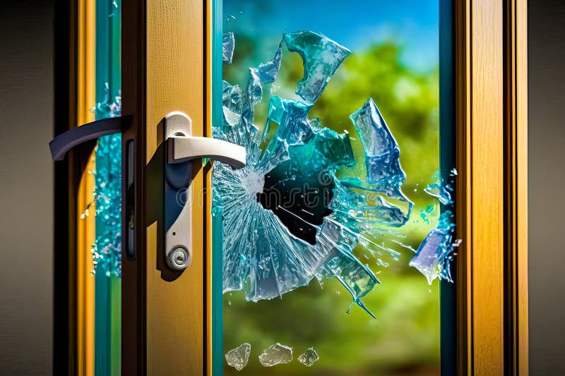 An Image of Broken Glass Door. Generative AI Stock Illustration ...