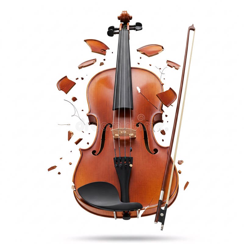 Image of a Broken Violin Showing Cracks and Missing Parts Stock ...