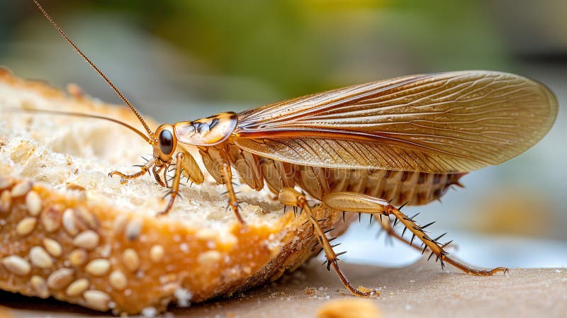 Brown Cockroach on Tan Bread with Sesame Seeds Stock Photo - Image of ...