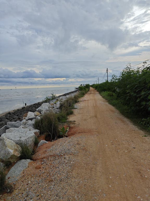 Brown Earth Pathway Along the Side of the Beach Stock Image - Image of ...
