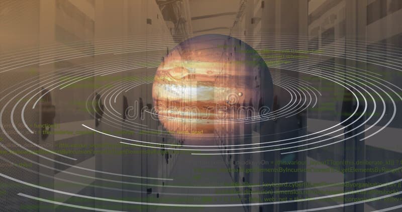 Image of Brown Planet Over Servers Stock Illustration - Illustration of ...