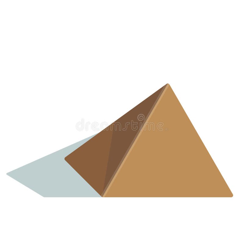 The Image of a Brown Pyramid with a Shadow on a White Background, a ...