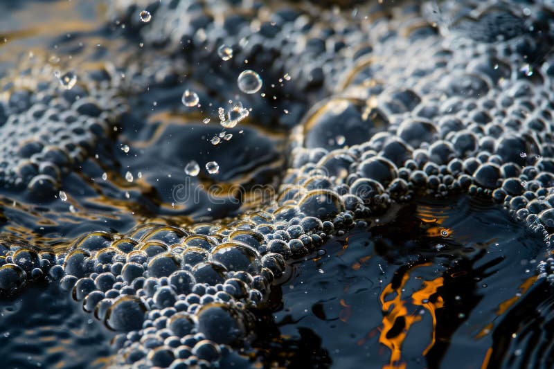 Image of Bubbly Crude Oil in Dark Pond. Texture for Background Usage ...