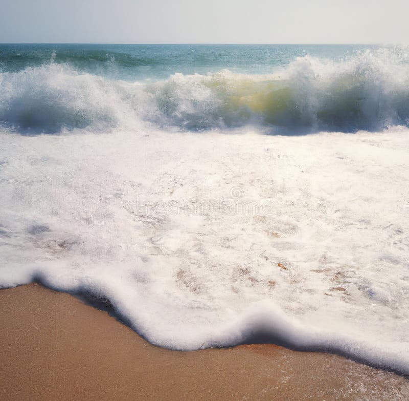 Image of Bubbly White Waves in the Movement on the Beach Stock Photo ...
