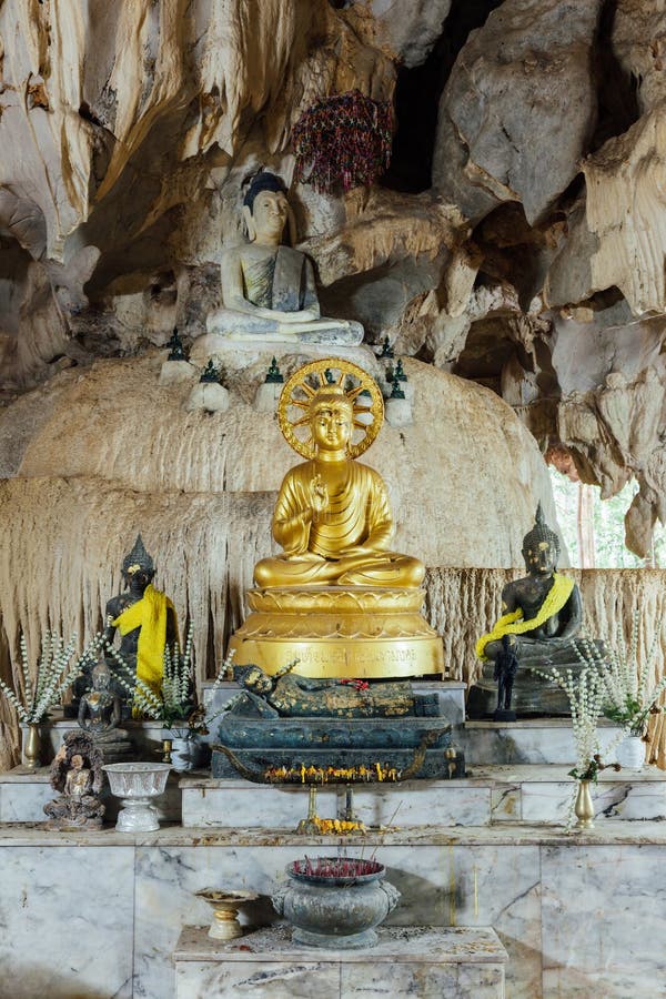 Image of Buddha in the Cave Stock Photo - Image of krabi, religious ...