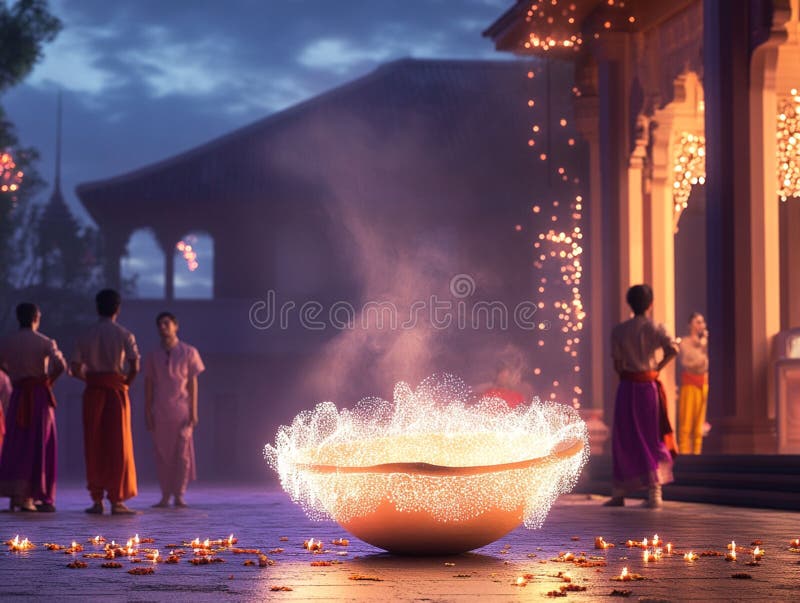 An Image of Buddha with Fire in a Bowl Stock Illustration ...
