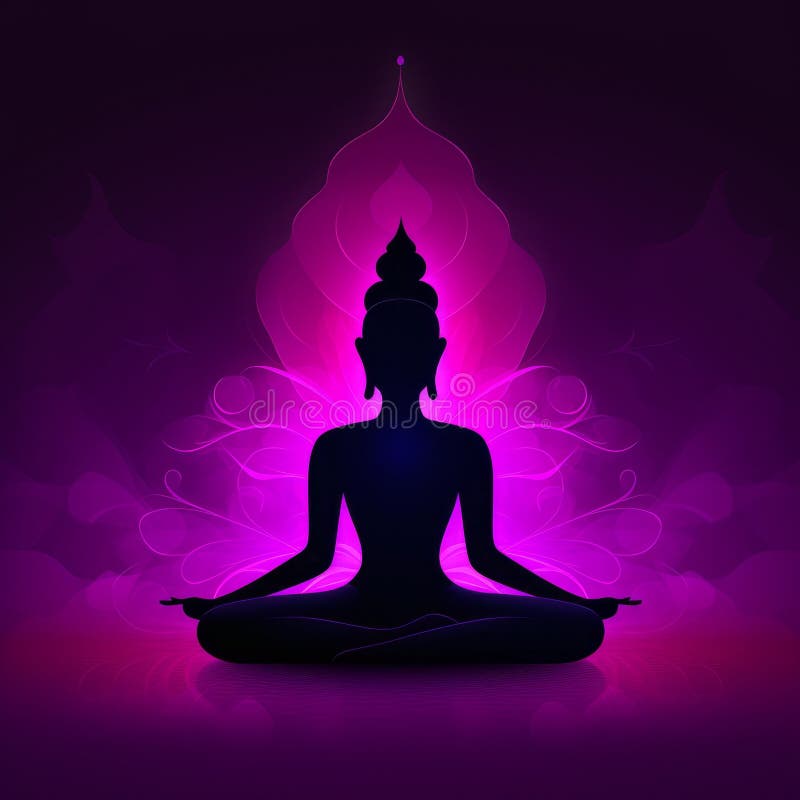 Image of Buddha Shadow on Glowing Background Generative AI Stock ...