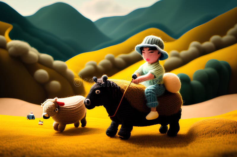 Image of the Buffalo Riding in the Agriculture Countryside As the Means ...