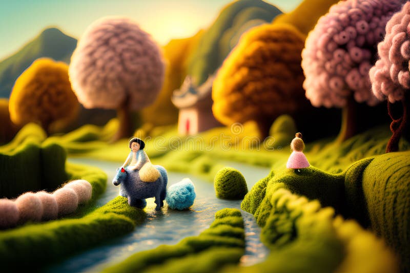 Image of the Buffalo Riding in the Agriculture Countryside As the Means ...