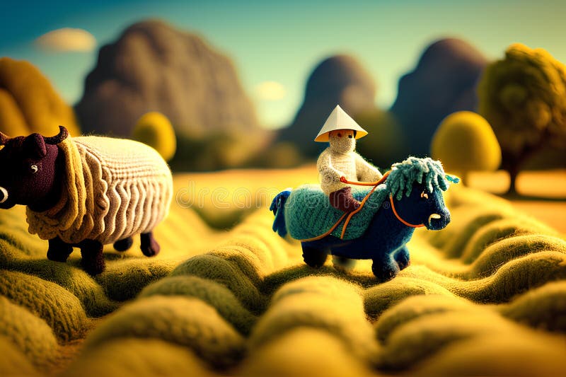 Image of the Buffalo Riding in the Agriculture Countryside As the Means ...