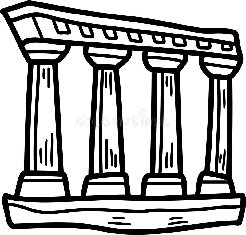 The Image is of a Building with Four Pillars Stock Vector ...