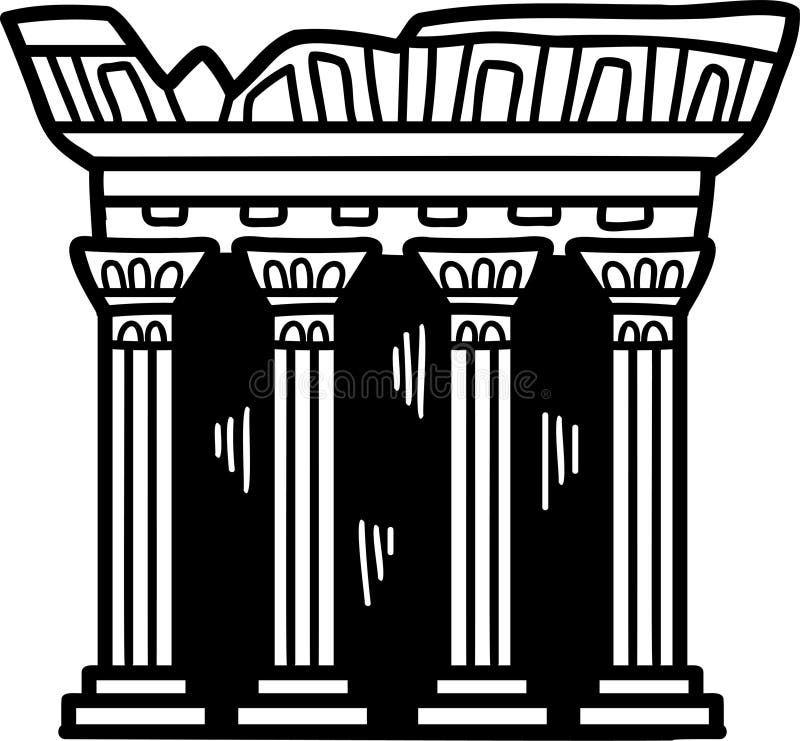 The Image is of a Building with Four Pillars Stock Vector ...
