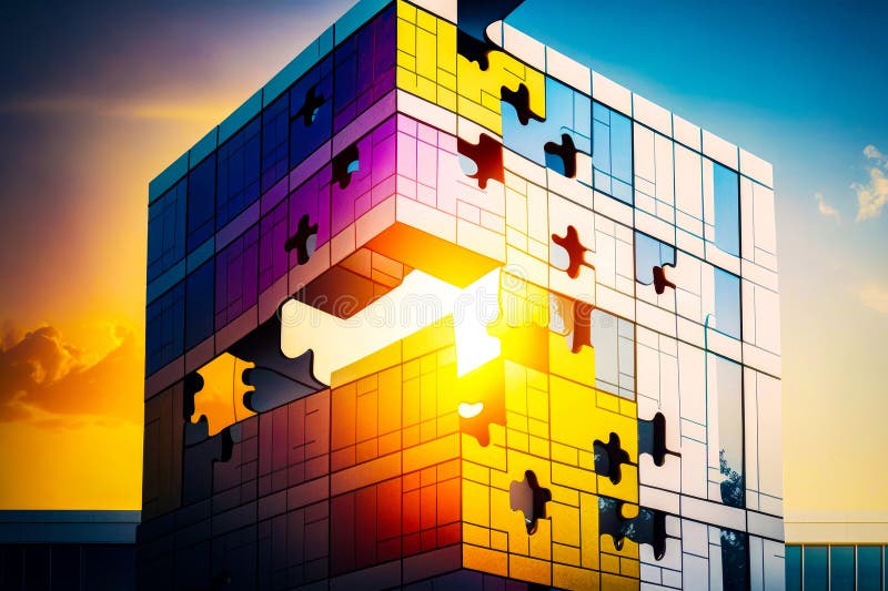 An Image of Building with Puzzle Pieces. Generative AI Stock ...
