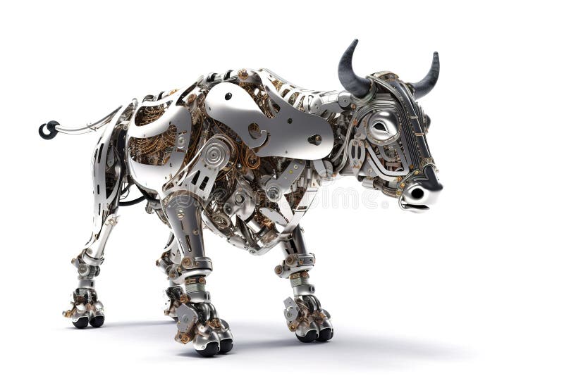 Image of a Bull Modified into a Robot on a White Background. Wild ...