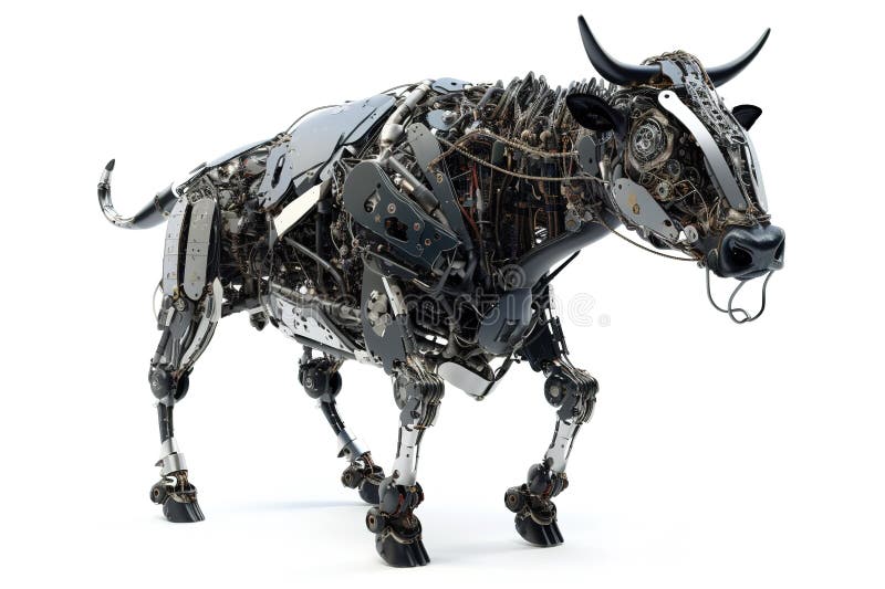 Bull Robot, Funny Robotic Animal Isolated Over White Background ...