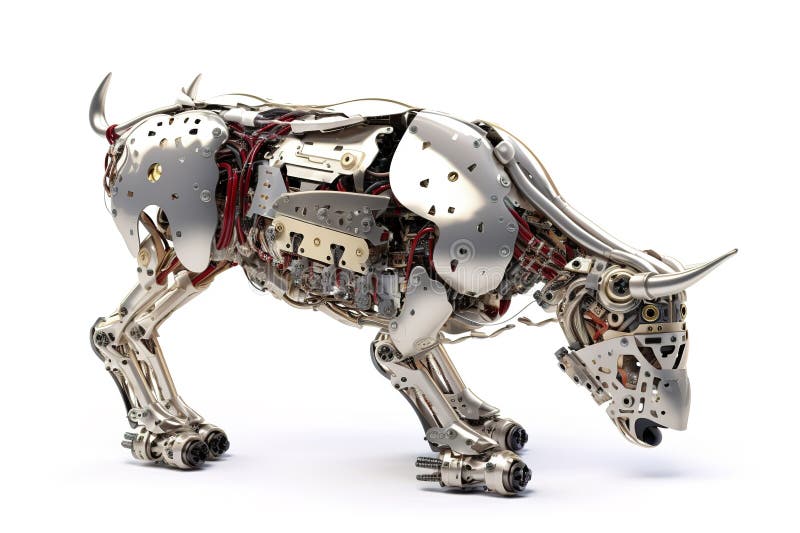 Image of a Bull Modified into a Robot on a White Background. Wild ...