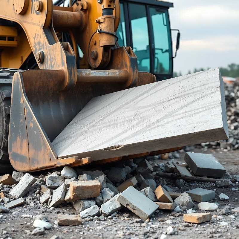 An Image of a Bulldozers Claw Attachment Lifting a Concrete Slab with ...