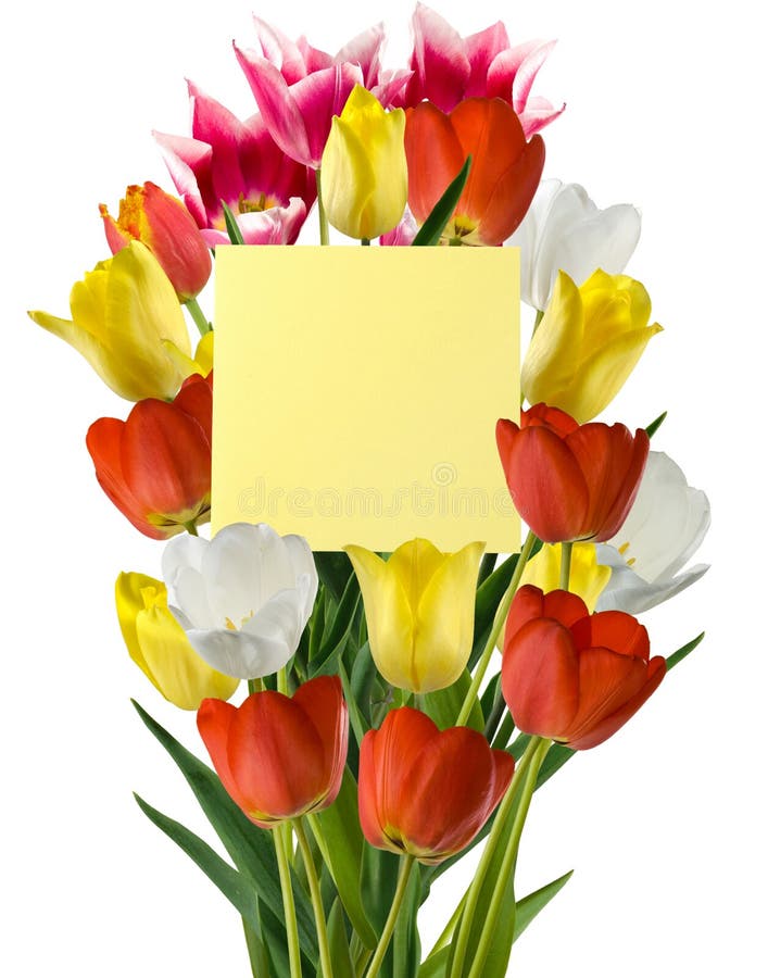 Image of a Bunch of Flowers and Blank for Note Paper Stock Photo ...